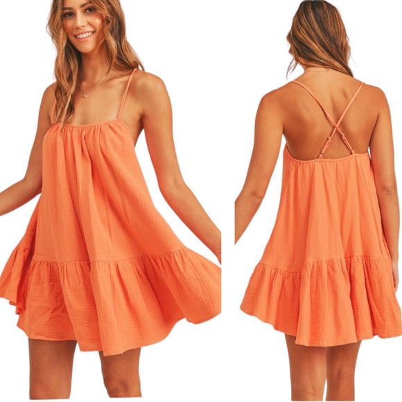 Mable | Dresses | Mable Octavia Orange Gauze Crisscross Ruffle Rayon ...
